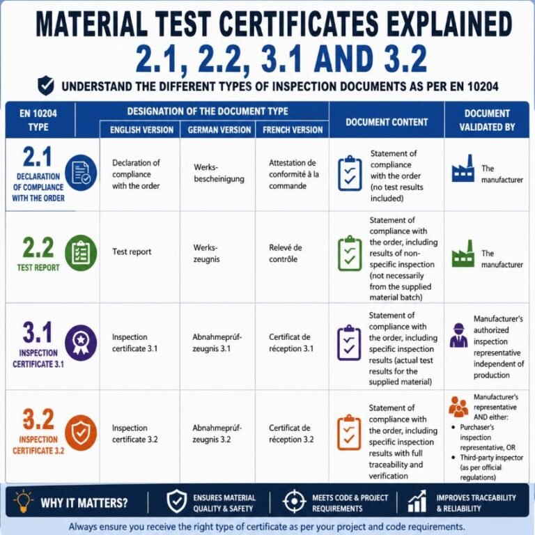 Material Test Certificates Explained: 2.1, 2.2, 3.1 and 3.2
